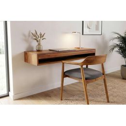 Riess Ambiente H&auml;ngender Konsolentisch PURE 100cm braun Sheeshamholz stone finish Schreibtisch Riess-Ambiente rechteckig Landhaus Modern Natur Skandinavisch