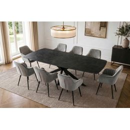 Riess Ambiente Design Esstisch STELLARIS 240cm anthrazit Keramik schwarz Metall Riess-Ambiente Konferenztisch Esszimmertisch K&uuml;chentisch rechteckig 2 Personen Modern