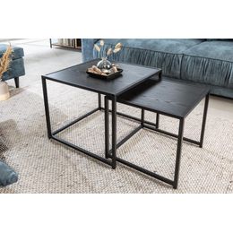 Riess Ambiente Design Beistelltische 2er Set SLIM LINE 50cm Esche schwarz Industrial Stil Riess-Ambiente Satztisch quadratisch Industrie & Loft