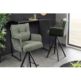 Riess Ambiente Drehbarer Design Barhocker BIG GEORGE gr&uuml;n Samt Taschenfederkern mit Armlehnen Metall Polsterstuhl Riess-Ambiente f&uuml;r K&uuml;che Tresenhocker...