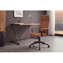 Riess Ambiente H&ouml;henverstellbarer B&uuml;rostuhl LAZIO vintage braun Microfaser drehbar mit Rollen Riess-Ambiente