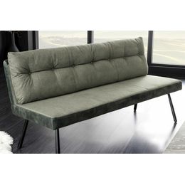 Riess Ambiente Gepolsterte Sitzbank BIG GEORGE 160cm gr&uuml;n Samt Strukturstoff Taschenfederkern schwarz Riess-Ambiente Modern Skandinavisch