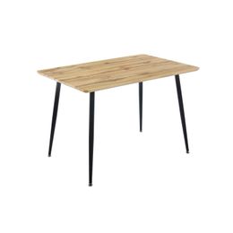 Esstisch Schweizer Kante Holz Wildeiche-Optik 115 x 75 4-Fu&szlig;-Gestell Metall schwarz TRONDHEIM