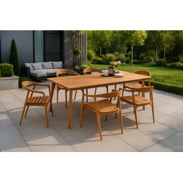 Gartengruppe 7tlg Gartentisch Teak 180 x 100 cm mit 6 Gartenst&uuml;hlen HARRY