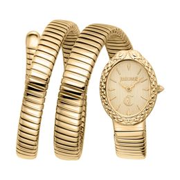 Damen Quarzuhr "Signature Snake"goldfarben, JUST cavalli time, Armbanduhren, Armbanduhr, Damenuhr, Edelstahlarmband, analog, Kristallsteine