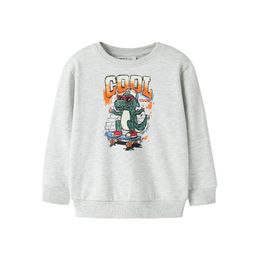 name it Jungen Sweatshirt "NMMLORENZO LS NREG SWEAT BRU BOX", grau, Gr. 98, bedruckt, Sweatware, Obermaterial: 100% Baumwolle, Sweatshirts,