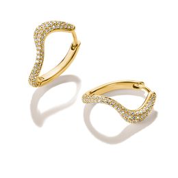 Thomas Sabo Damen Paar Creolen "Fluid Elegance Creolen Pav&eacute; gelbgoldfarben", Metallgelbgoldfarben, kristallwei&szlig;, kristallwei&szlig;, Metall, Ohrringe, mit