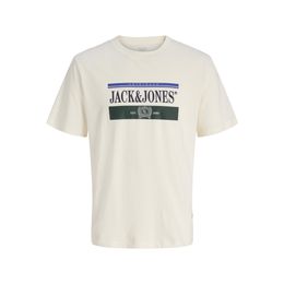 Jack & Jones JACK & JONES Herren T-Shirt "JORFREDERIKSBERG GRAPHIC BOX TEE SS CN"snow wei&szlig;, Gr. S, bedruckt, Jersey, Obermaterial: 100% Baumwolle, Shirts,