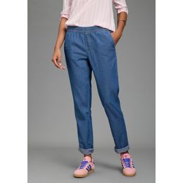 Arizona Damen Relax-fit-Jeans "mit Schlupfbund"blau used, Gr. 38, unifarben, Denim/Jeans, Obermaterial: 100% Baumwolle, Jeans, mit geradem