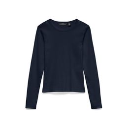 V&eacute;ro Moda VERO MODA Damen Langarmshirt "VMCHLOE LS SHORT TOP JRS NOOS"sky captain, Gr. XS, unifarben, Feinripp, Obermaterial: 95% Baumwolle, 5% Elasthan,
