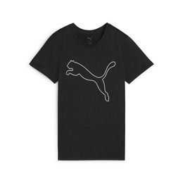 Puma Damen Trainingsshirt "TAD ESSENTIALS Meliertes Logo-T-Shirt Damen", schwarz, Gr. S, clean, Obermaterial: 100% Polyester, Shirts