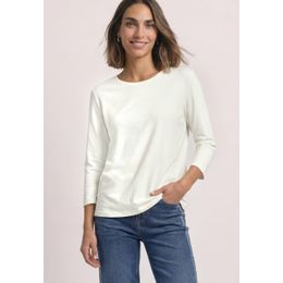 Street One Damen 3/4-Arm-Shirtsanftes wei&szlig;, Gr. 36, unifarben, Web, 100% Baumwolle, Shirts, mit Rundhalsausschnitt