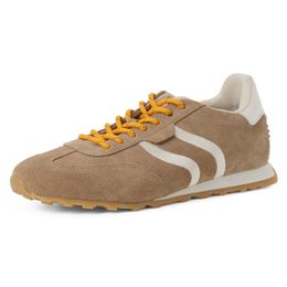 Tamaris Damen Keilsneaker, Gr. 37beige, kombiniert, Leder, Veloursleder, aufgeraut, Schuhe, Freizeitschuh, Halbschuh, Schn&uuml;rer im Retro-Look