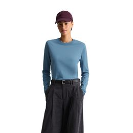 Marc O'Polo Damen Langarmshirt "aus Organic Cotton"fall sky, Basic, Gr. M, MARC O'POLO DENIM, unifarben, Obermaterial: 100% Baumwolle, Shirts
