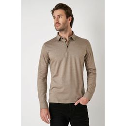DESOTO Herren Langarm-Poloshirt "Jerseypolo Essential Kent langarm"light braun piqu&eacute;, Gr. XXXL, Piqu&eacute;, Obermaterial: 100% Baumwolle, Shirts,