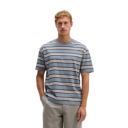 Marc O'Polo MARC O'POLO Herren T-Shirt "aus garngef&auml;rbter Bio-Baumwolle"medium blau, Basic, Gr. L, gestreift, Obermaterial: 100% Baumwolle, Shirts