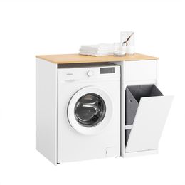 sobuy Waschmaschinenschrank, Wei&szlig;, Holzwerkstoff, 100x90x60 cm, Waschk&uuml;che, Waschmaschinenschrank