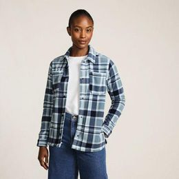LANDS' END Anyweather Fleece-Hemdjacke f&uuml;r Damen in Petite-Gr&ouml;&szlig;e, Damen, size: petite, Blau, Polyester, by Lands' End
