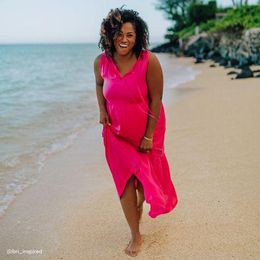 LANDS' END Maxi Strandkleid, Damen,  Pink, Baumwolle Modal, by Lands' End