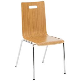 CARRYHOME Besucherstuhl, Eiche, Chrom, Holz, Metall, Pappel, Sperrholz, Rundrohr, 37x87x50 cm, stapelbar, Arbeitszimmer, Besucherst&uuml;hle