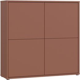 CARRYHOME Highboard, Terracotta, Kunststoff, Holzwerkstoff, 4 F&auml;cher, 124.5x121.5x34.9 cm, Beim&ouml;bel erh&auml;ltlich, stehend, Wohnzimmer, Kommoden & Sideboards, Highboards
