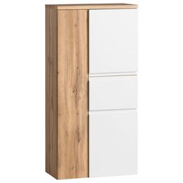 Held Midischrank, Wei&szlig;, Eiche Wotan, Kunststoff, 1 Schublade(n) Schubladen, 65x130x35 cm, Made in Germany, h&auml;ngend, stehend, Badezimmer, Badezimmerschr&auml;nke, Midischr&auml;nke