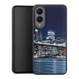 DeinDesign Galaxy S25 Edge Handy Premium Silikon H&uuml;lle Handyh&uuml;lle schwarz Case Usa Brooklyn Bridge New York Silikon Premium Case