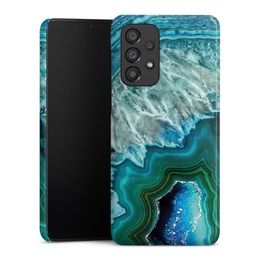 DeinDesign Galaxy A33 5G Handy Premium Case Smartphone Handyh&uuml;lle Schutzh&uuml;lle gl&auml;nzend Blue Stone Marble Premium Case