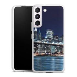 DeinDesign Galaxy S22 Handy Silikon H&uuml;lle Case wei&szlig; Handyh&uuml;lle Usa Brooklyn Bridge New York Silikon Case