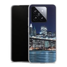 DeinDesign Xiaomi 14 Handy Silikon H&uuml;lle Case transparent Handyh&uuml;lle Usa Brooklyn Bridge New York Silikon Case