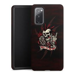 DeinDesign Galaxy S20 FE Handy Panzer Handyh&uuml;lle robuste Outdoor H&uuml;lle Schutzh&uuml;lle matt Rock Totenkopf Music Tough Case