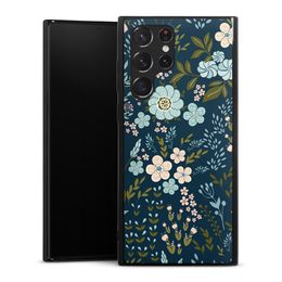 DeinDesign Galaxy S22 Ultra Handy Silikon H&uuml;lle Case schwarz Handyh&uuml;lle Blue Muster Flowers