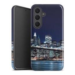 DeinDesign Galaxy S25 FE Handy Panzer Handyh&uuml;lle robuste Outdoor H&uuml;lle Schutzh&uuml;lle gl&auml;nzend Usa Brooklyn Bridge New York Tough Case