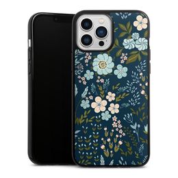 DeinDesign iPhone 13 Pro Max Handy Silikon H&uuml;lle Case schwarz Handyh&uuml;lle Blue Muster Flowers