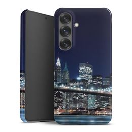 DeinDesign Galaxy S25 Handy Premium Case Smartphone Handyh&uuml;lle Schutzh&uuml;lle gl&auml;nzend Usa Brooklyn Bridge New York Premium Case