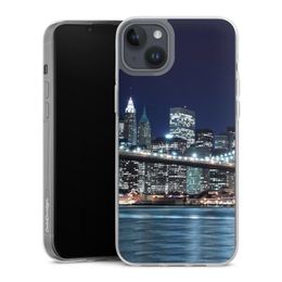 DeinDesign iPhone 14 Plus Handy Silikon H&uuml;lle Case transparent Handyh&uuml;lle Usa Brooklyn Bridge New York Silikon Case