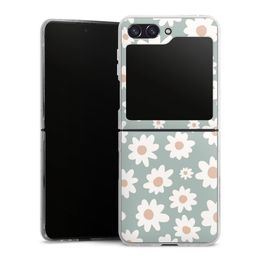 DeinDesign Galaxy Z Flip 5 Handy Hard Case Schutzh&uuml;lle transparent Smartphone Handy H&uuml;lle Daisy Muster Flowers Hard Case