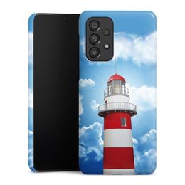 DeinDesign Galaxy A33 5G Handy Premium Case Smartphone Handyh&uuml;lle Schutzh&uuml;lle gl&auml;nzend Sky Lighthouse Cloud Premium Case