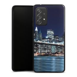 DeinDesign Galaxy A52s 5G Handy Slim Case extra d&uuml;nn Silikon Handyh&uuml;lle schwarz H&uuml;lle Usa Brooklyn Bridge New York Silikon Slim Case
