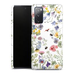 DeinDesign Galaxy S20 FE Handy Premium Case Smartphone Handyh&uuml;lle Schutzh&uuml;lle gl&auml;nzend Flowers Bee Muster Premium Case