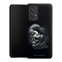 DeinDesign Galaxy A33 5G Handy Premium Case Smartphone Handyh&uuml;lle Schutzh&uuml;lle gl&auml;nzend Skulls Skull Raven Premium Case