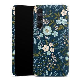 DeinDesign Galaxy A55 5G Handy Premium Case Smartphone Handyh&uuml;lle Schutzh&uuml;lle matt Blue Muster Flowers Premium Case