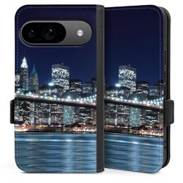 DeinDesign Google Pixel 9 Handy Klapph&uuml;lle Handyh&uuml;lle aus Kunst Leder schwarz Flip Case Usa Brooklyn Bridge New York Sideflip mit Lasche