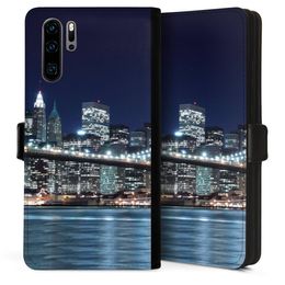 DeinDesign Huawei P30 Pro Handy Klapph&uuml;lle Handyh&uuml;lle aus Kunst Leder schwarz Flip Case Usa Brooklyn Bridge New York Sideflip mit langer Lasche