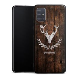 DeinDesign Galaxy A51 Handy Hard Case Schutzh&uuml;lle schwarz Smartphone Backcover Wooden Look Deer Wood Hard Case