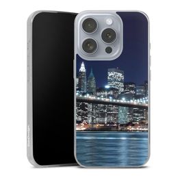 DeinDesign iPhone 16 Pro Handy Slim Case Silikon Handyh&uuml;lle transparent H&uuml;lle extra d&uuml;nn Usa Brooklyn Bridge New York Silikon Slim Case