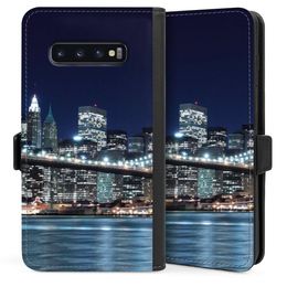 DeinDesign Galaxy S10 Plus Handy Klapph&uuml;lle Handyh&uuml;lle aus Kunst Leder schwarz Flip Case Usa Brooklyn Bridge New York Sideflip mit Lasche