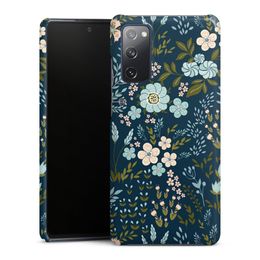 DeinDesign Galaxy S20 FE Handy Premium Case Smartphone Handyh&uuml;lle Schutzh&uuml;lle gl&auml;nzend Blue Muster Flowers Premium Case