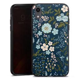 DeinDesign iPhone Xr Handy Silikon H&uuml;lle Case schwarz Handyh&uuml;lle Blue Muster Flowers