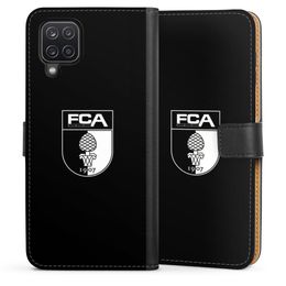 DeinDesign Galaxy A12 Handy Klapph&uuml;lle Handyh&uuml;lle aus Kunst Leder schwarz Flip Case Official Licensed Product Logo Fc Augsburg Sideflip mit langer Lasche